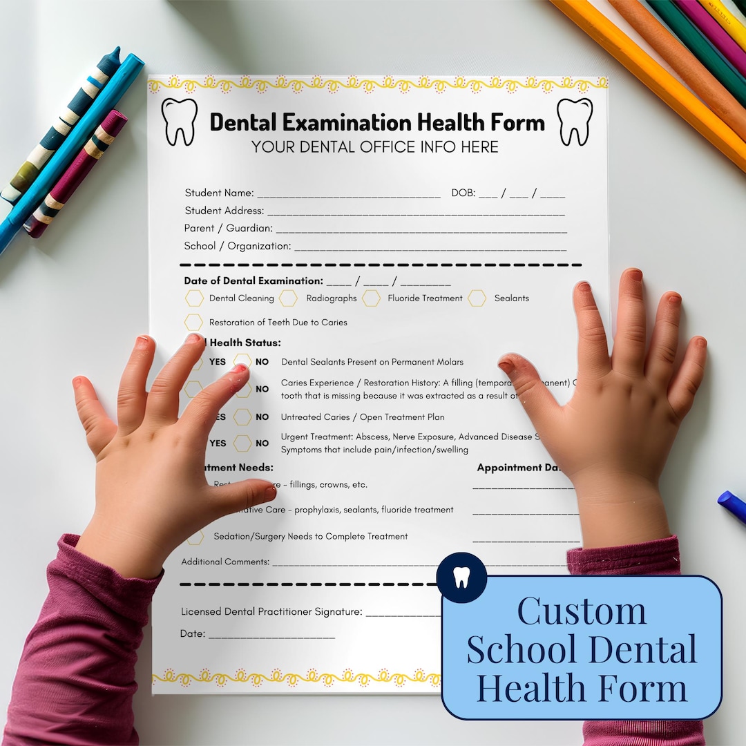 Dental Digital Download for Pediatric Dentist Dental Health Form for ...
