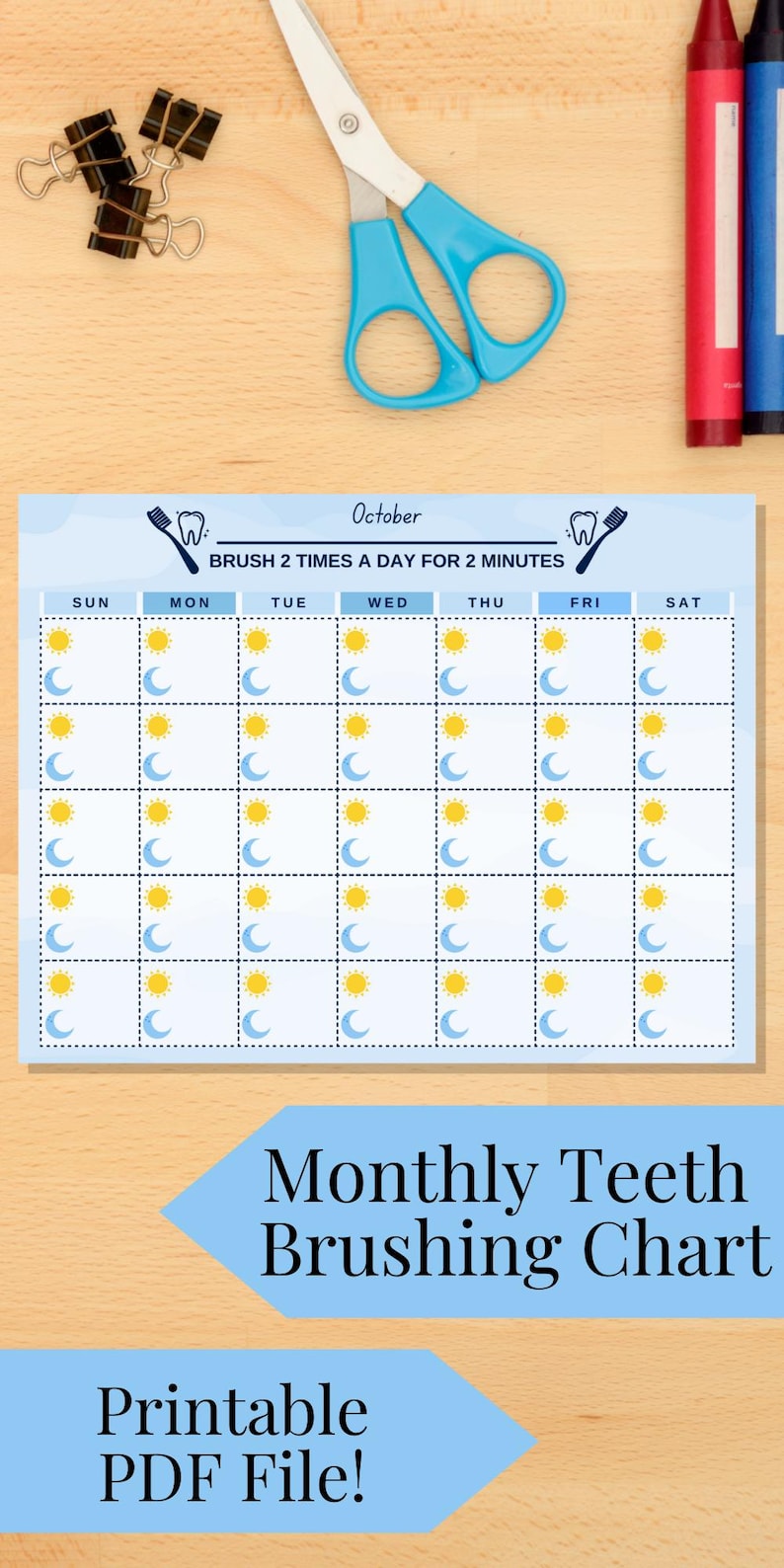 Brushing Teeth Visual Chart Monthly Tooth Brushing Reward Chart for ...