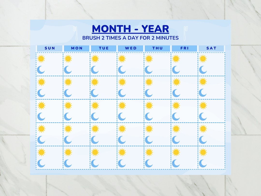 Monthly Teeth Brushing Chart, Brushing Teeth for Toddlers - Etsy