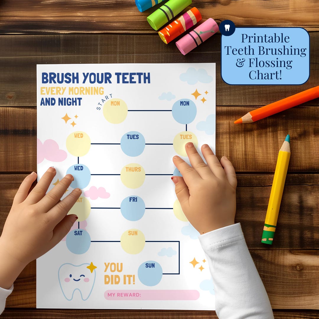 Brushing Teeth Visual Chart Tooth Brushing Chart for Kids Printable ...