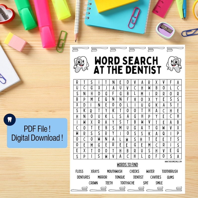 Dentist Word Search Printable - Etsy