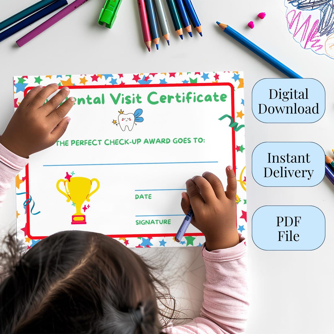 Printable First Tooth Certificate New Pediatric Dentist Office Tooth ...