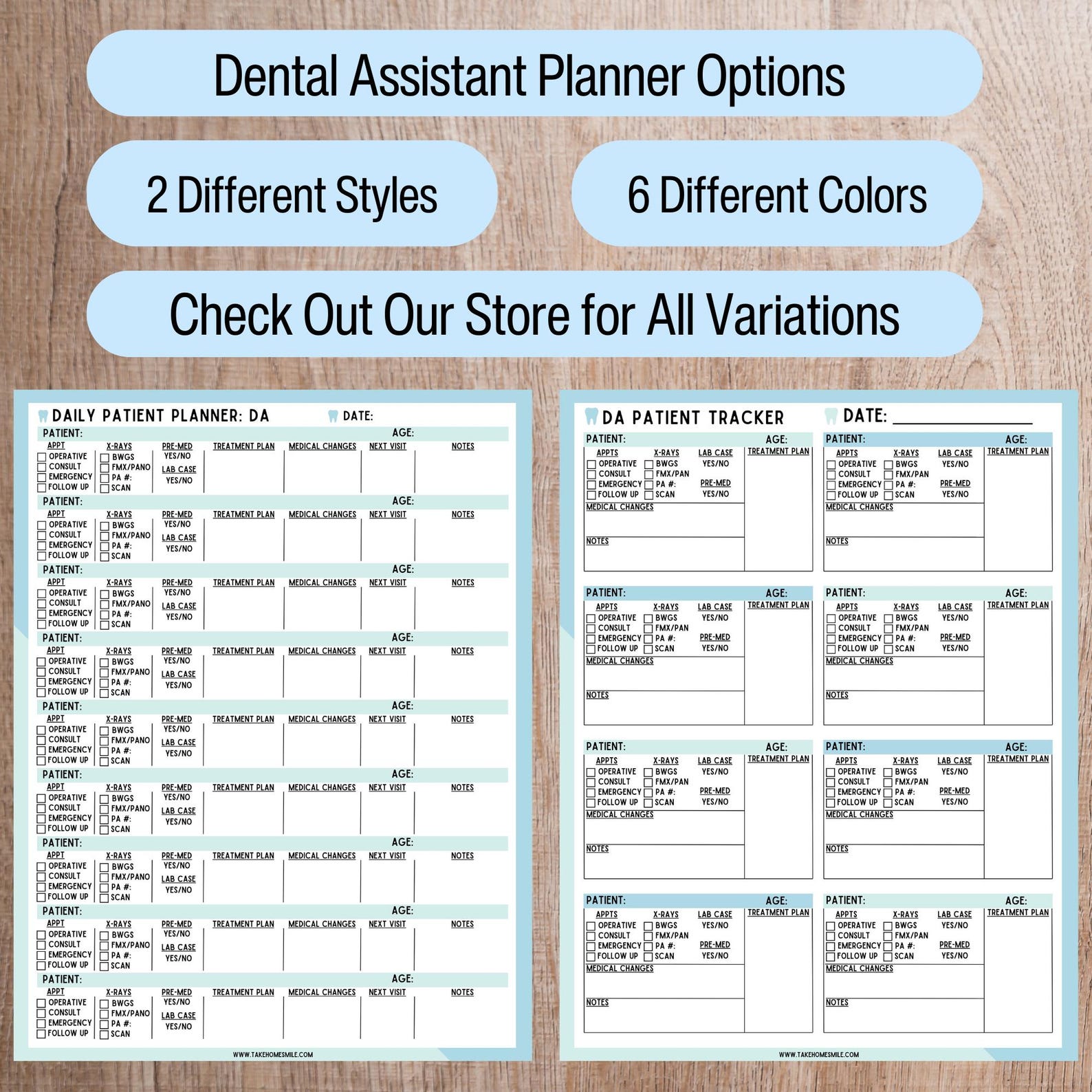 Blue Dental Assistant Patient Planner for Dental Patient Tracker Dental ...