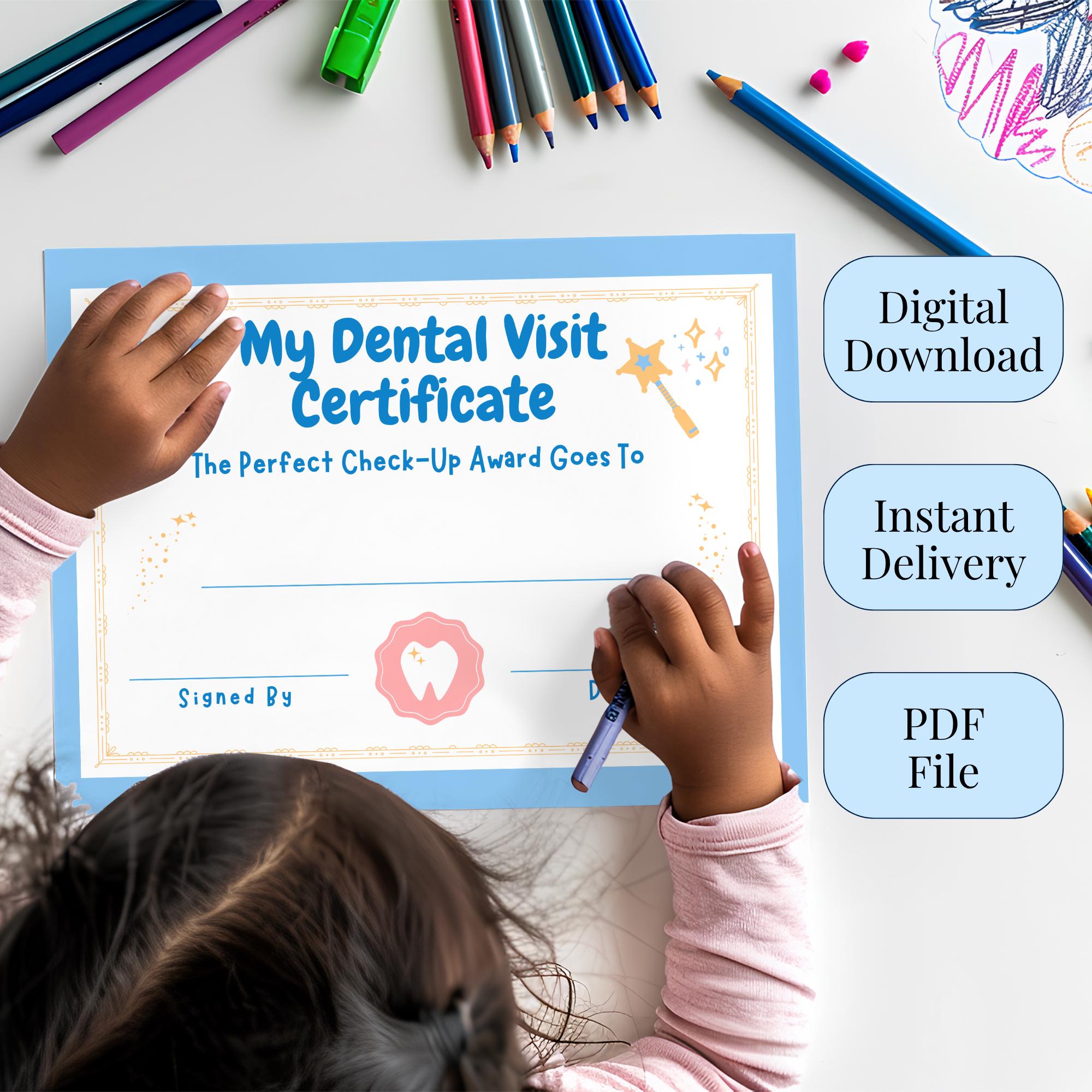 Dental Digital Download First Tooth Certificate New Pediatric Dentist ...