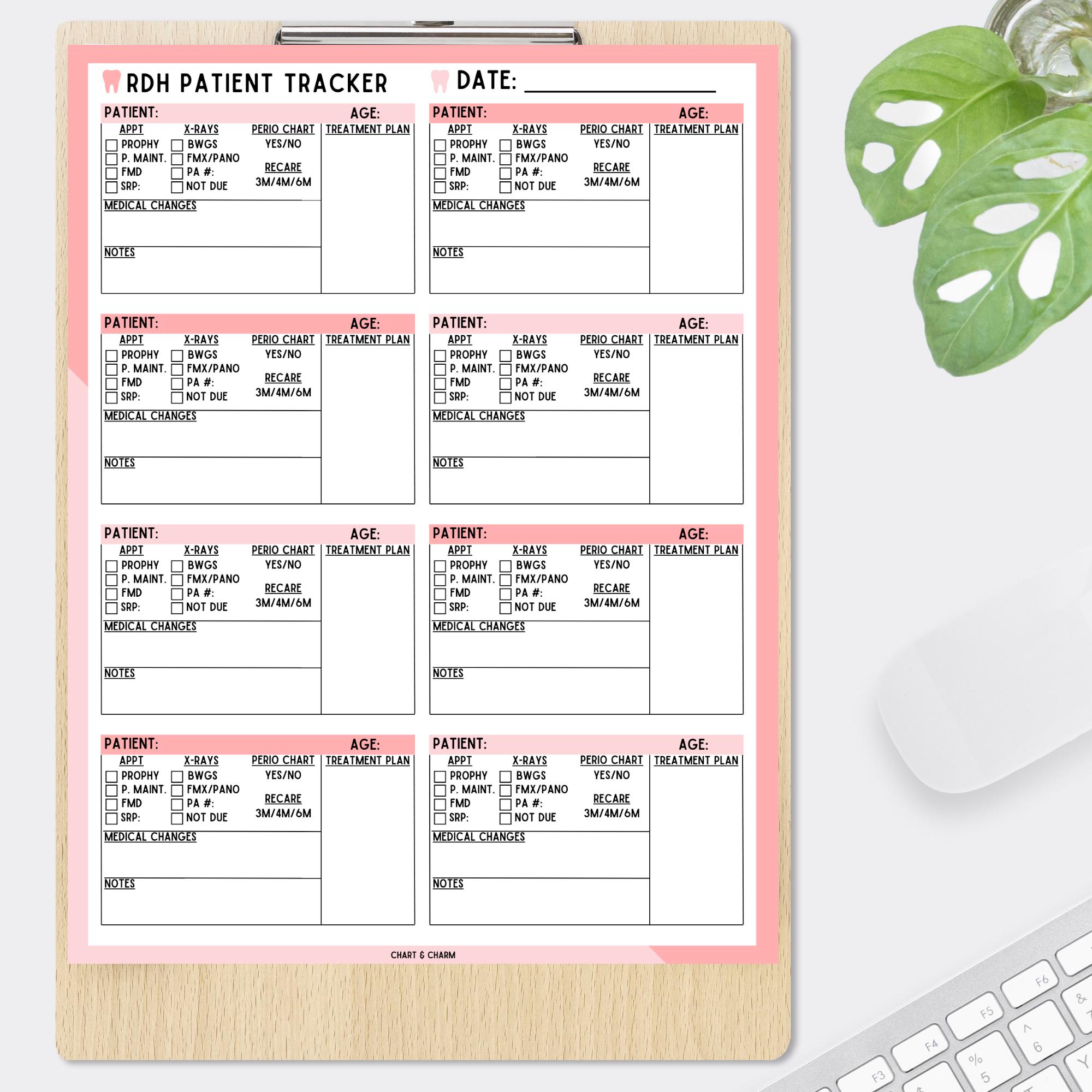 Printable Dental Hygiene Planner Custom RDH Patient Tracker ...