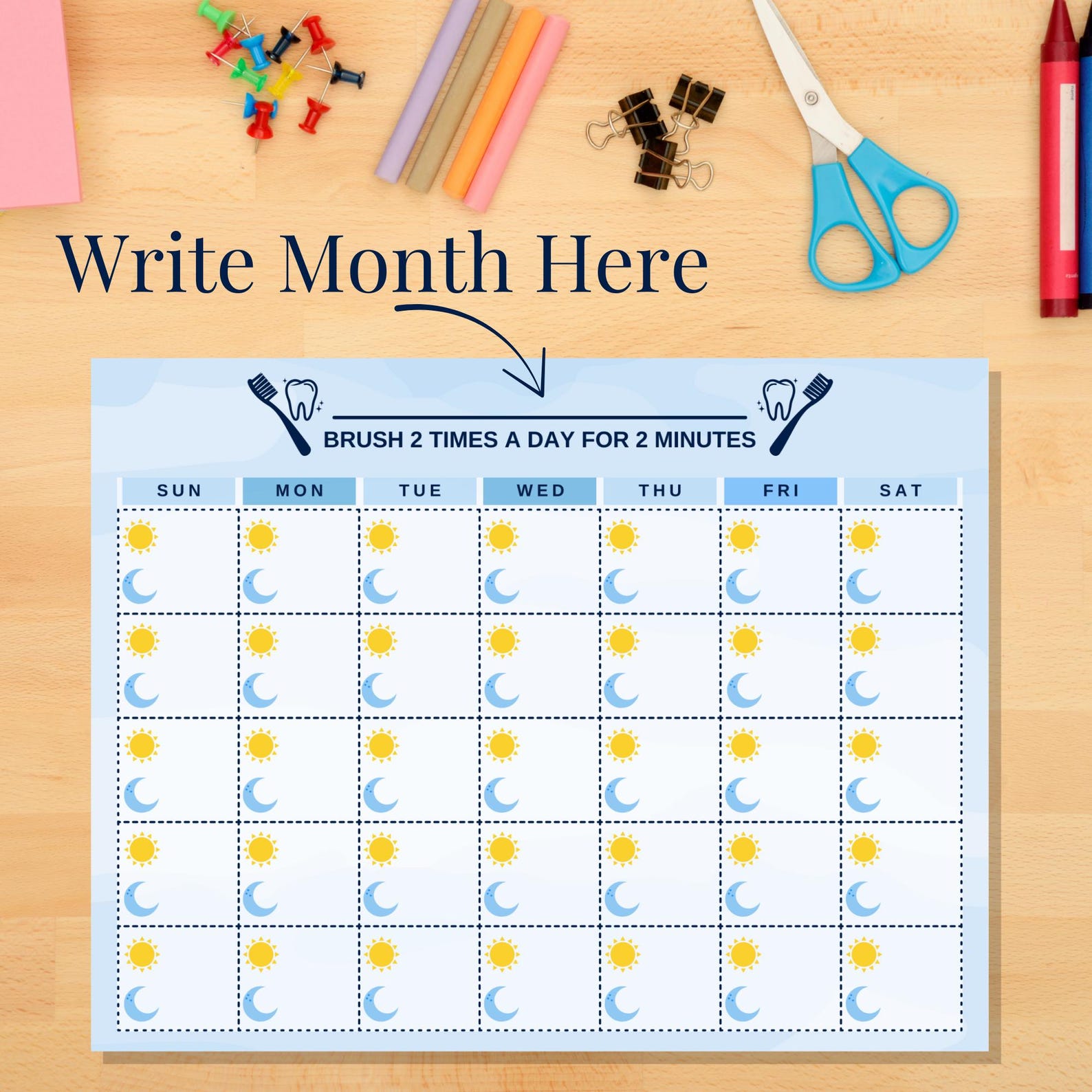 Brushing Teeth Visual Chart Monthly Tooth Brushing Reward Chart for ...