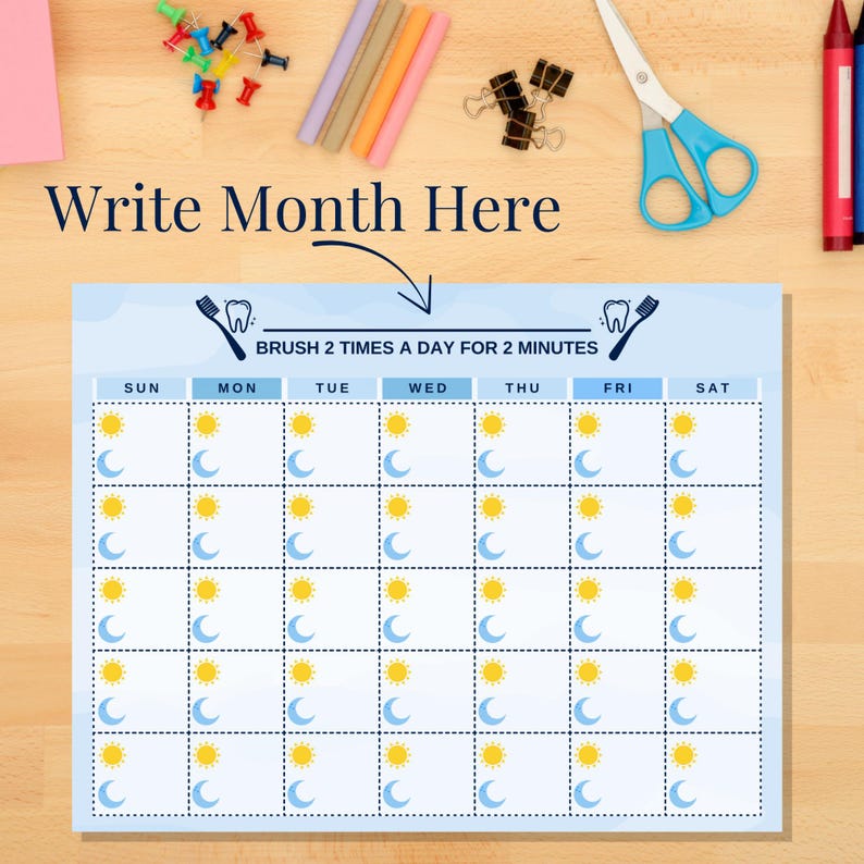 Brushing Teeth Visual Chart Monthly Tooth Brushing Reward Chart for ...