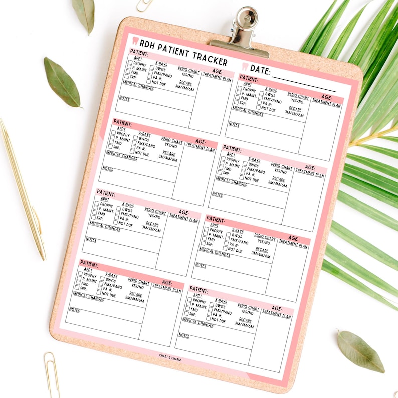 Printable Dental Hygiene Planner Custom RDH Patient Tracker ...