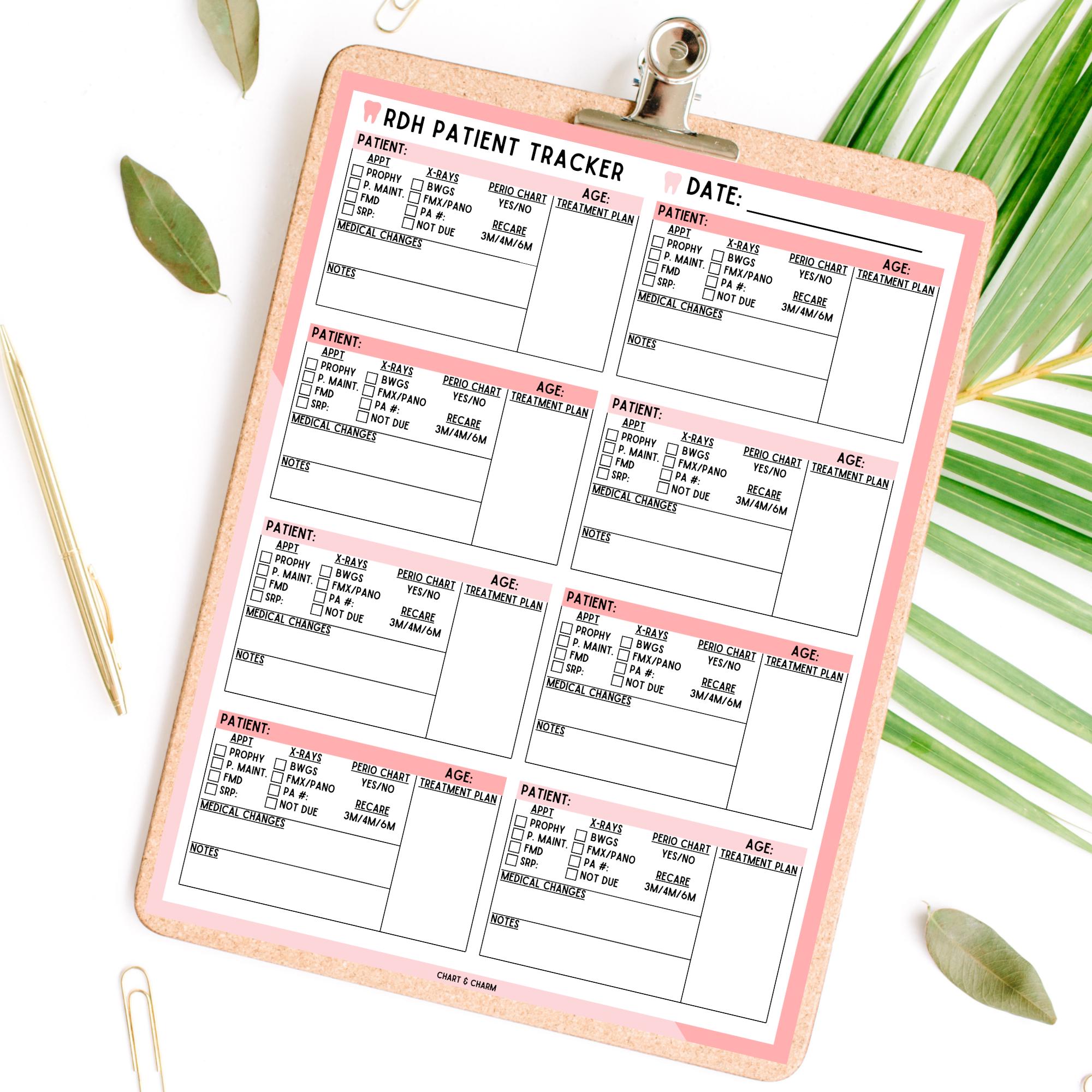 Printable Dental Hygiene Planner Custom RDH Patient Tracker ...