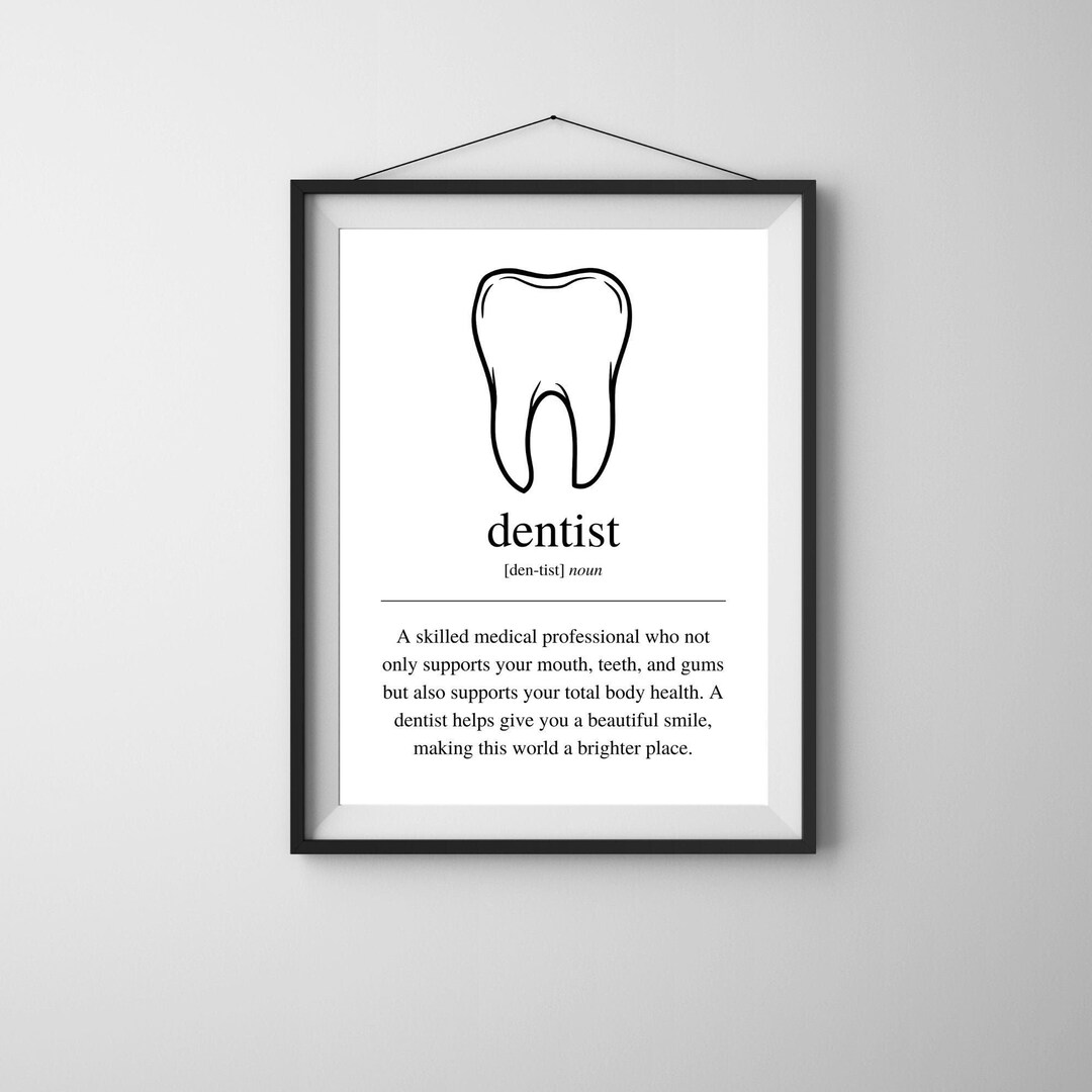 Dentist Definition Poster Art, Dental Office Decor, Dental Art, Dentist ...