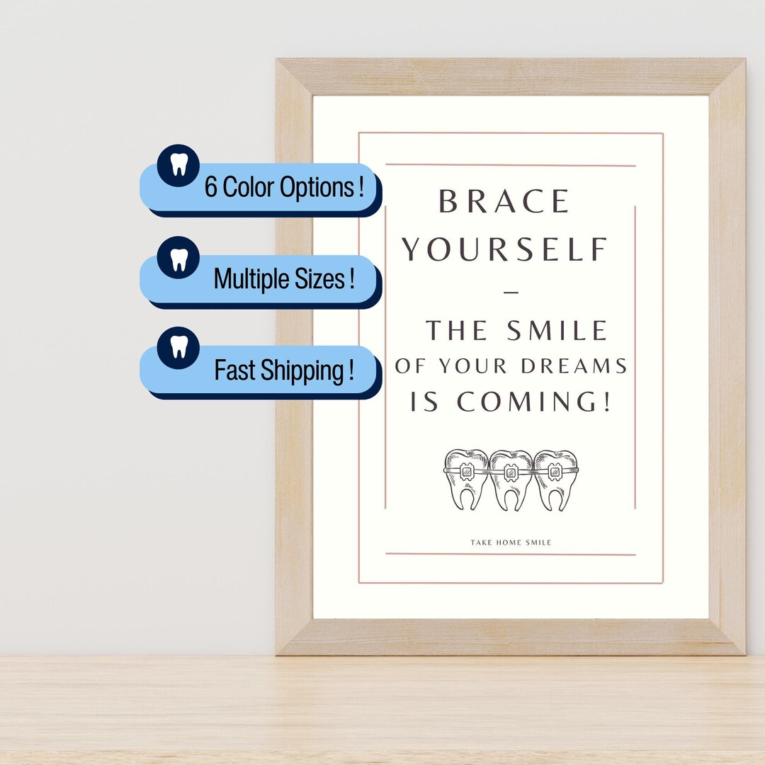Braces Dental Wall Art Orthodontist Dental Office Decor Dental Art ...