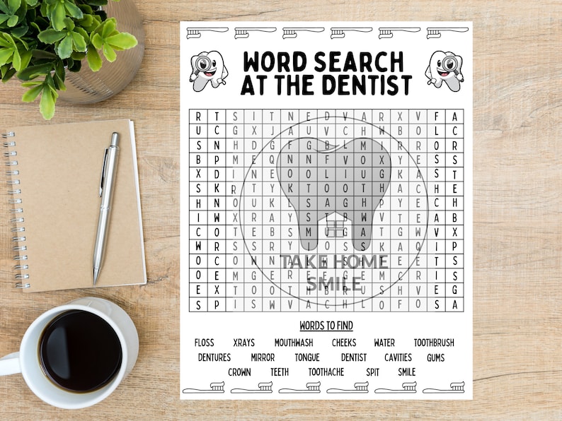 Dentist Themed Word Search, Word Search Printable, Dentist Game ...
