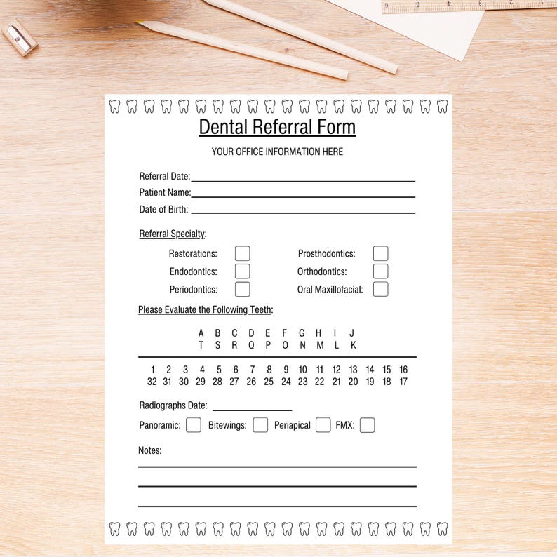 Personalized Dental Referral Form for Dental Office Form New Dentist ...