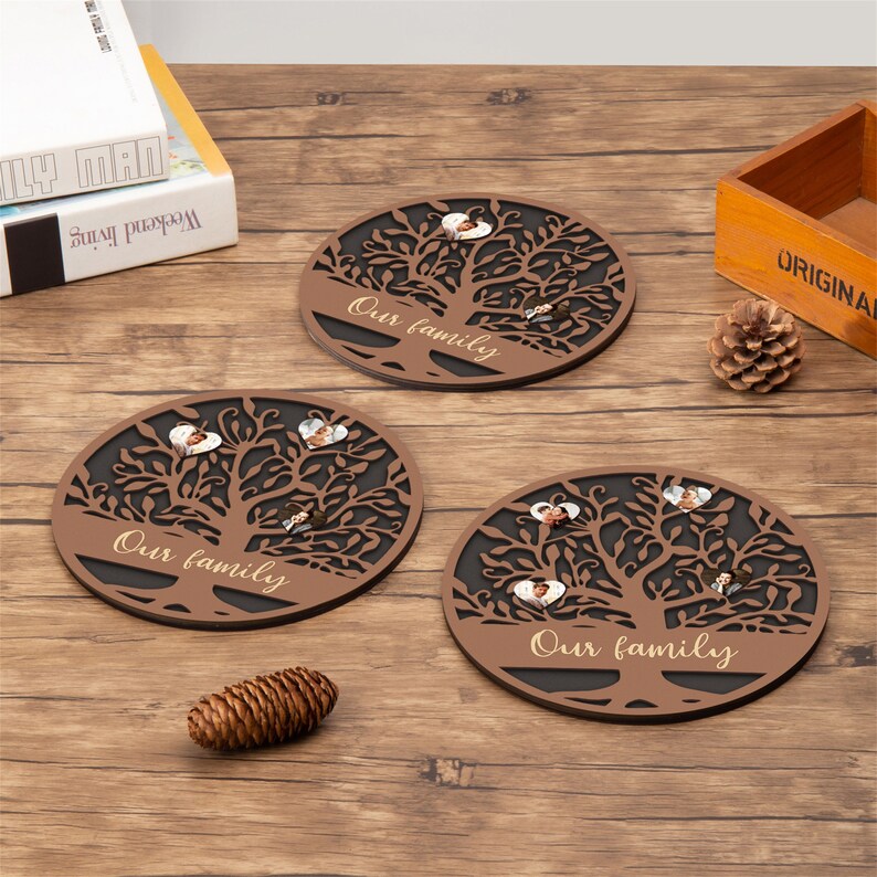 Personalized Round Family Tree Wood Sign,custom Photo Wooden Plaque ...