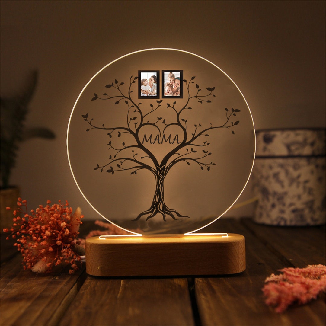 Personalized Photo Night Light,family Tree Drawing Night Lamp,custom ...