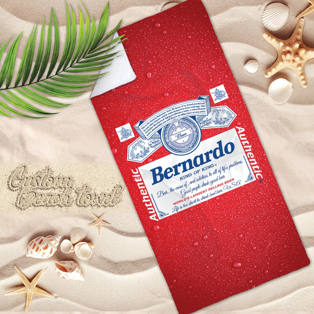 Budweiser, Beer Towel, Beach Towel Personalized, Custom Towel, Custom ...