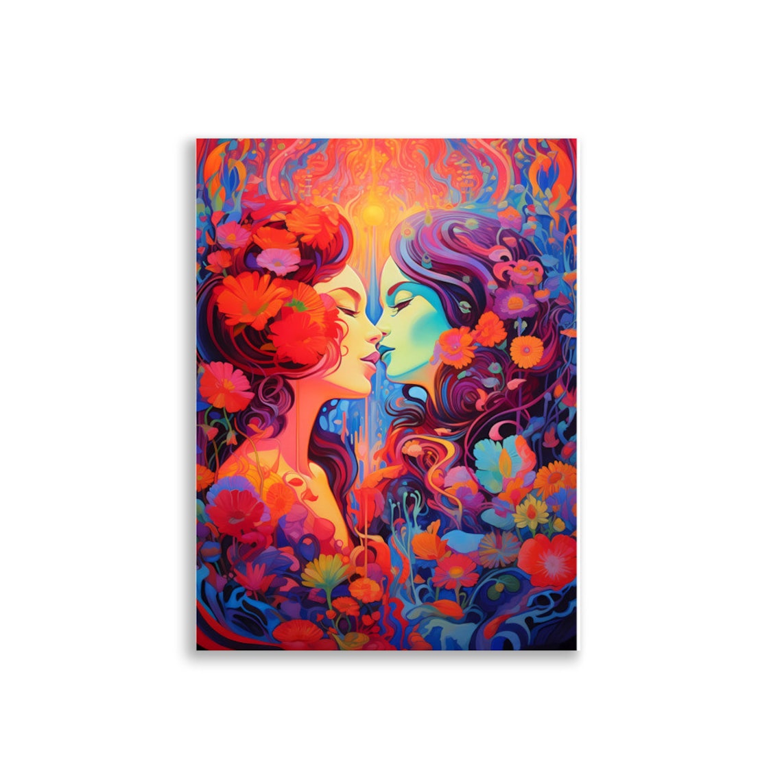 Psychedelic Lovers: Colorful and Vibrant Wall Print Poster Heart ...