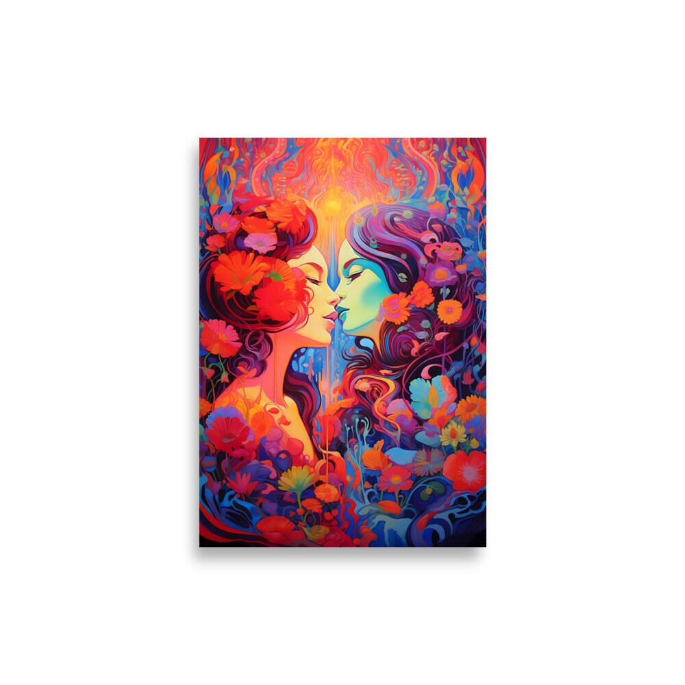 Psychedelic Lovers: Colorful and Vibrant Wall Print Poster Heart ...