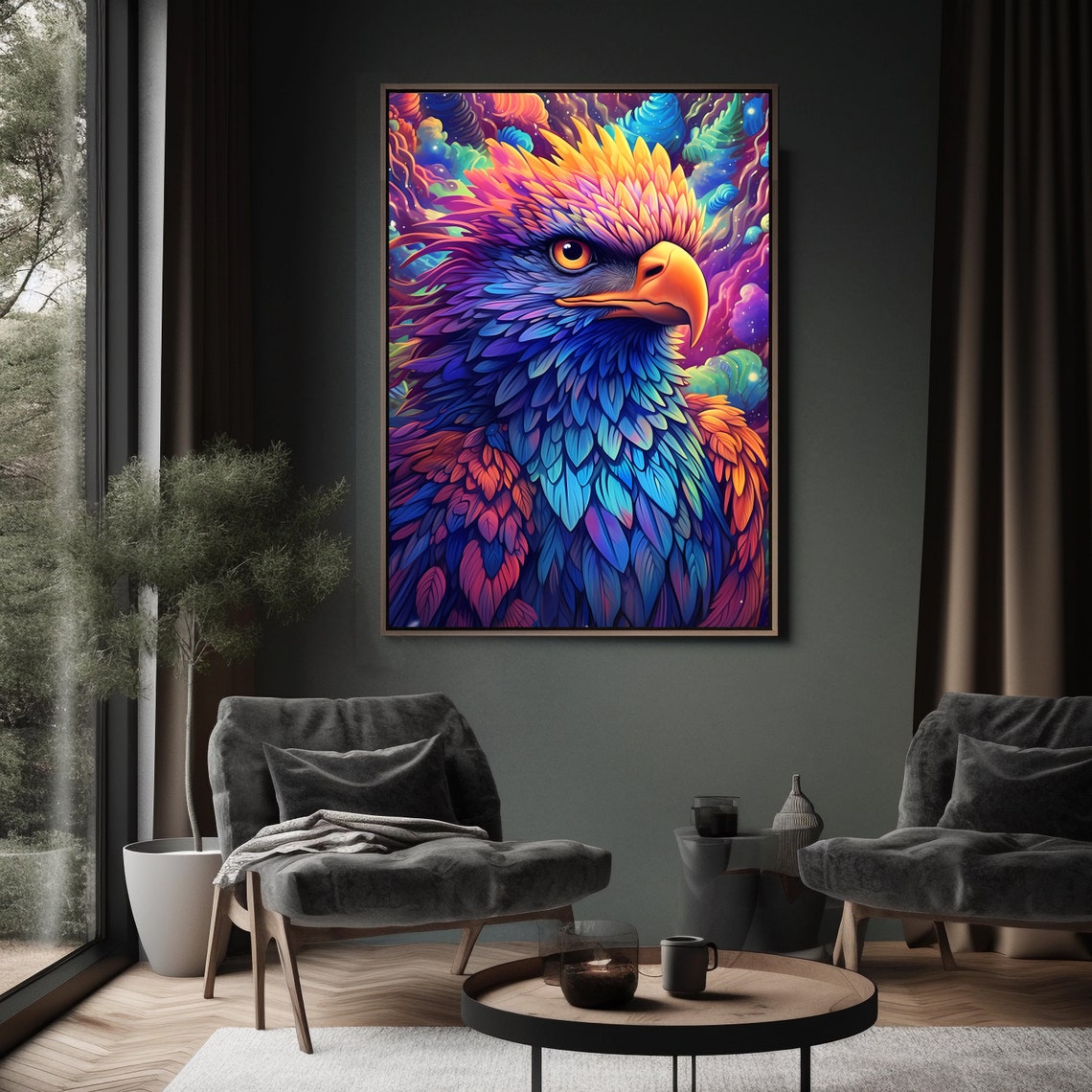Psychedelic Eagle: Colorful and Vibrant Wall Print Poster Wildlife ...