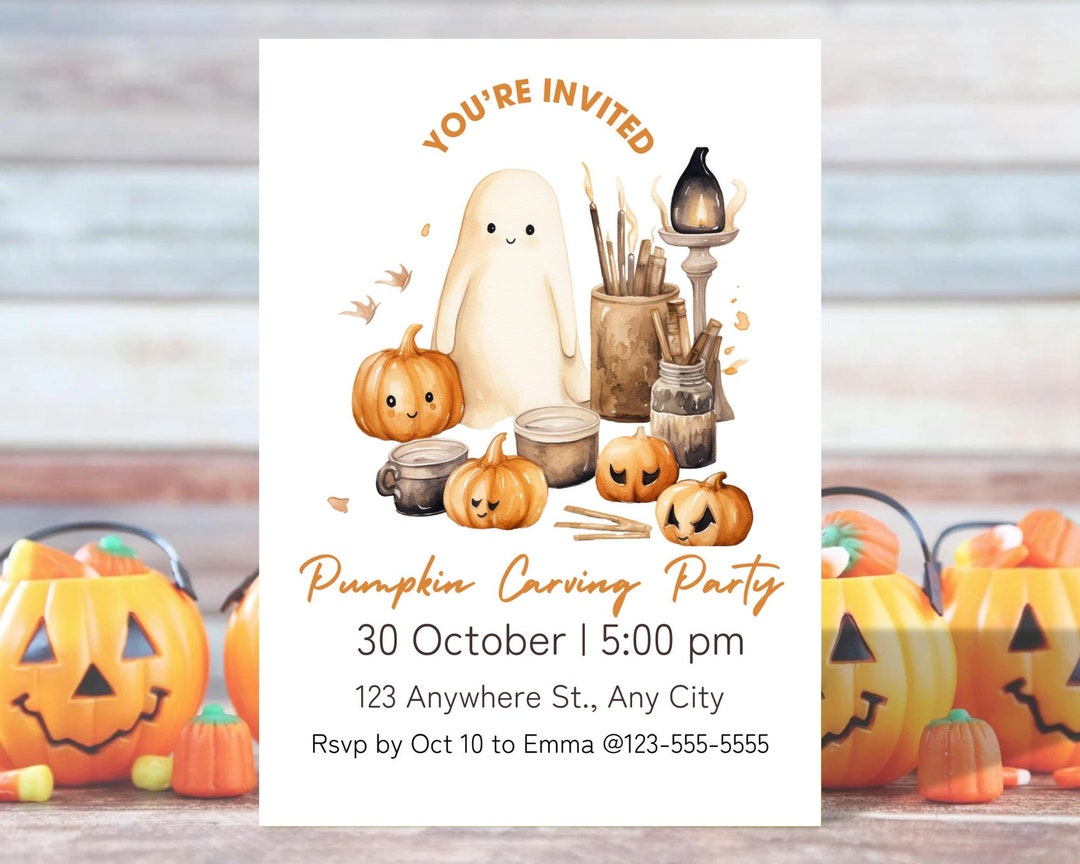Editable Halloween Pumpkin Carving Party, Digital Download, "5x7" Size ...