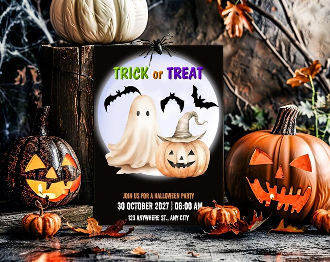 Editable Invitation, Trick or Treat Halloween Party Invitation ...