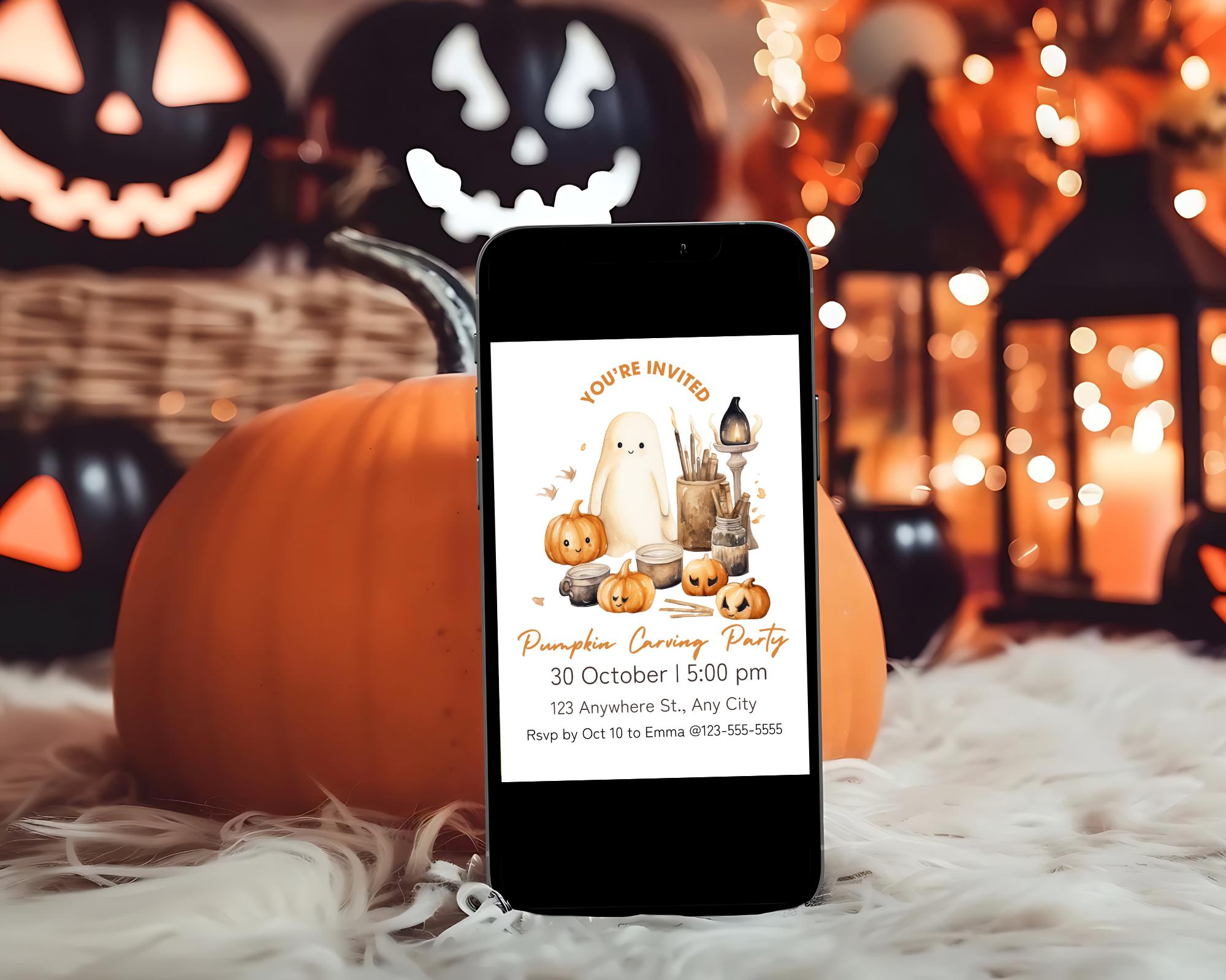 Editable Halloween Pumpkin Carving Party, Digital Download, "5x7" Size ...