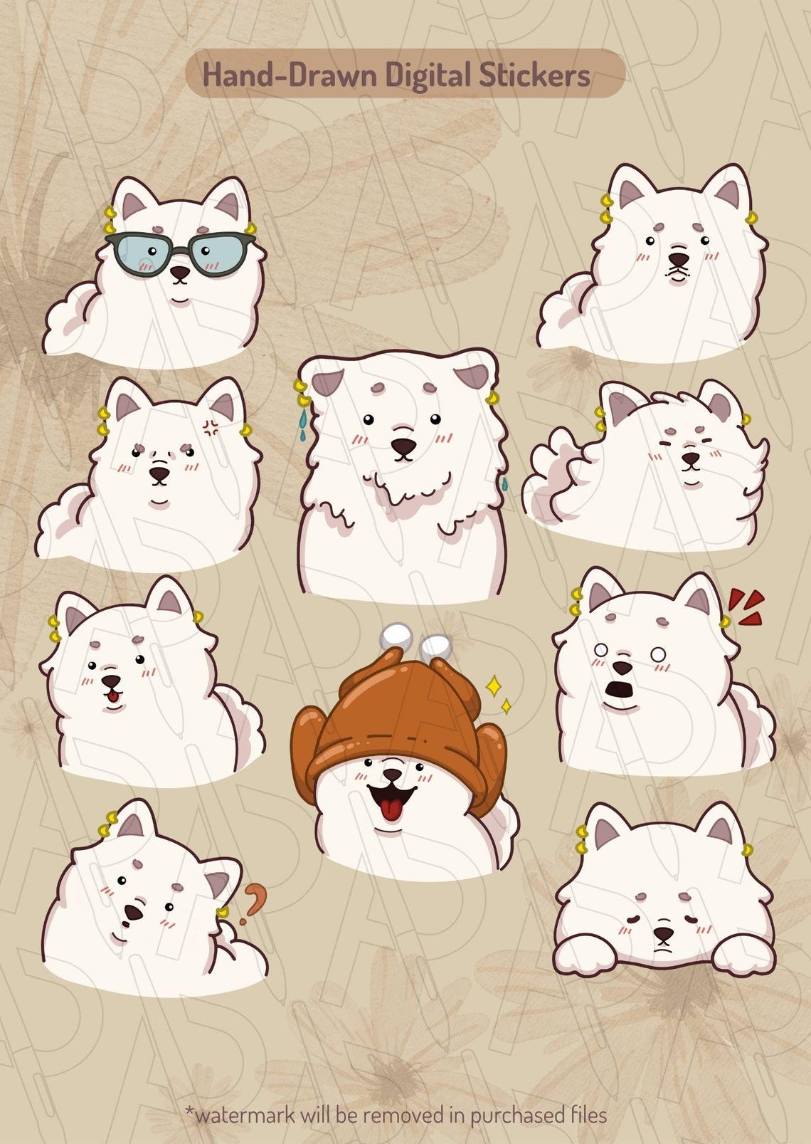 Twitch Emotes|samoyed Dog Lover|chibi|pet|cute|kawai|adorable|digital ...