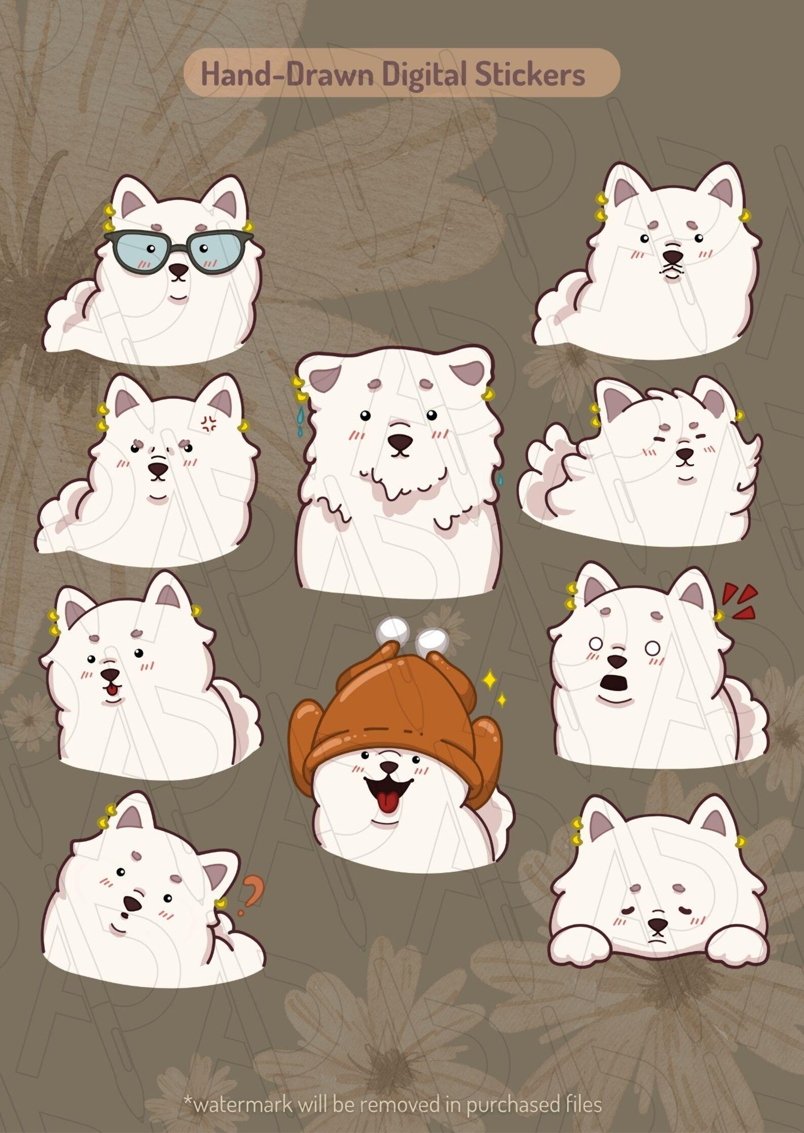 Twitch Emotes|samoyed Dog Lover|chibi|pet|cute|kawai|adorable|digital ...