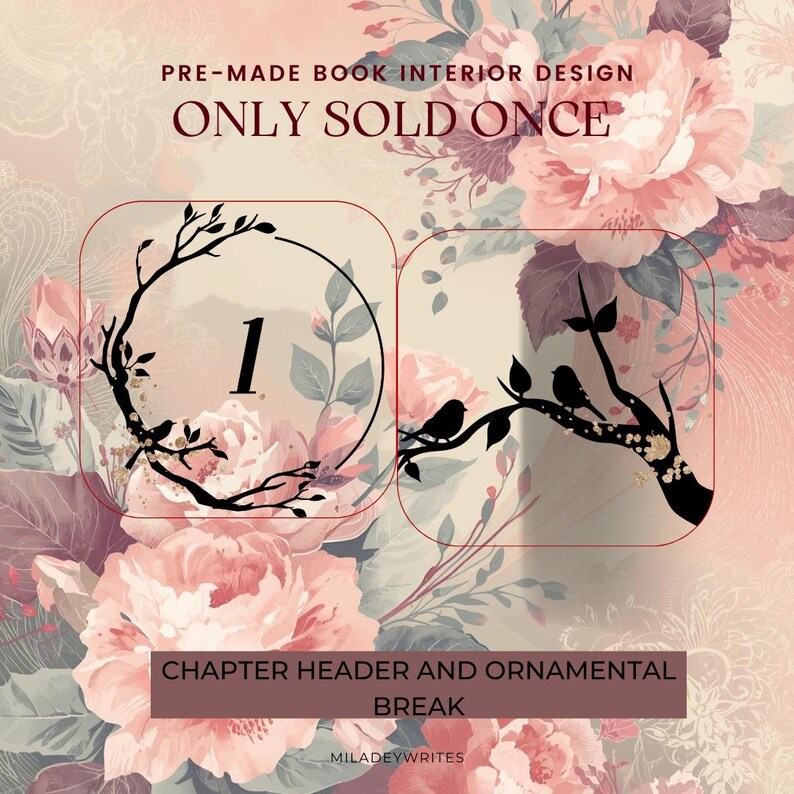 Pre-made Floral Bird Branch Book Interior Formatting | Only Sold Once ...