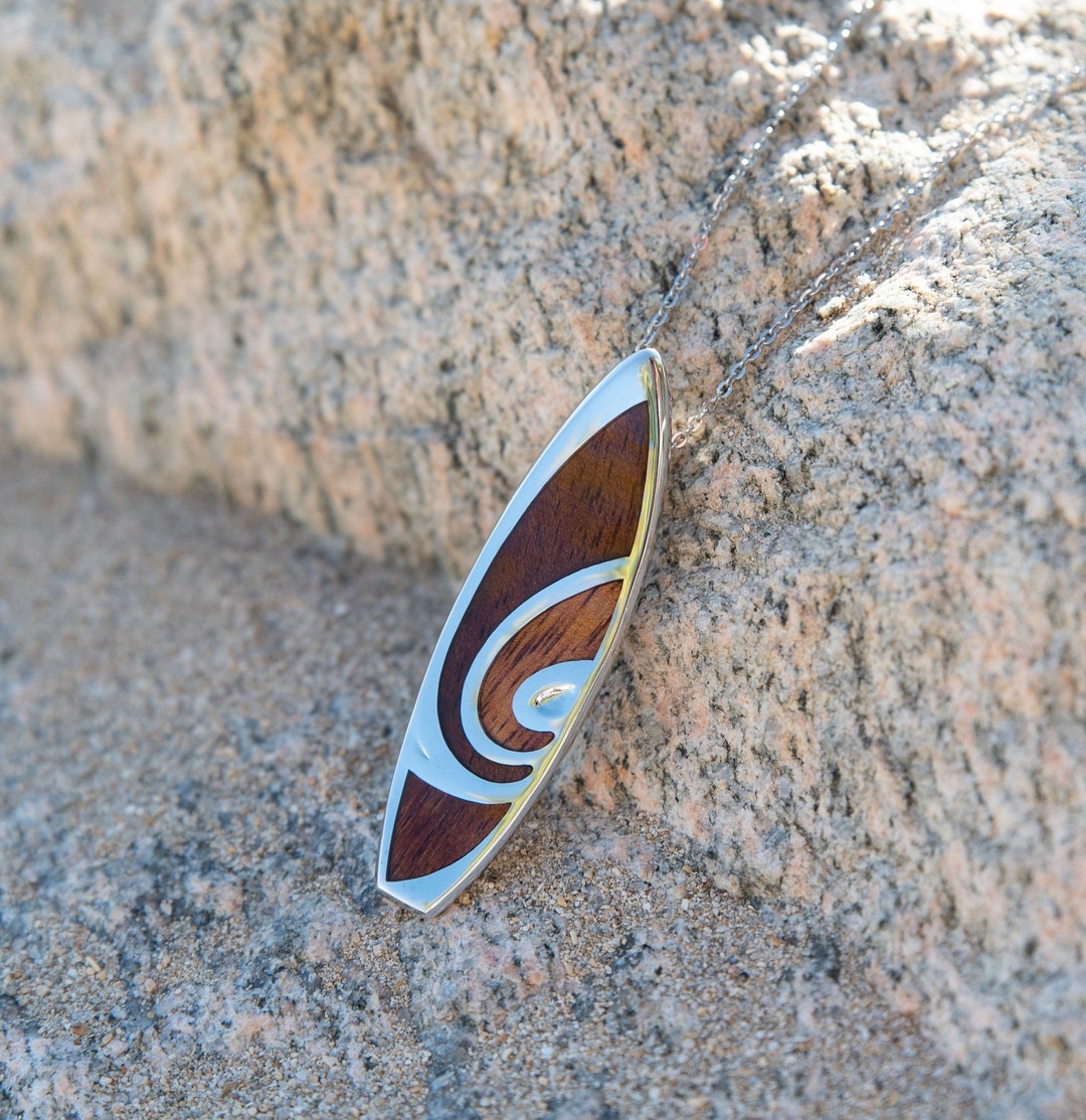 Koa Wood Surfboard Pendant - Etsy