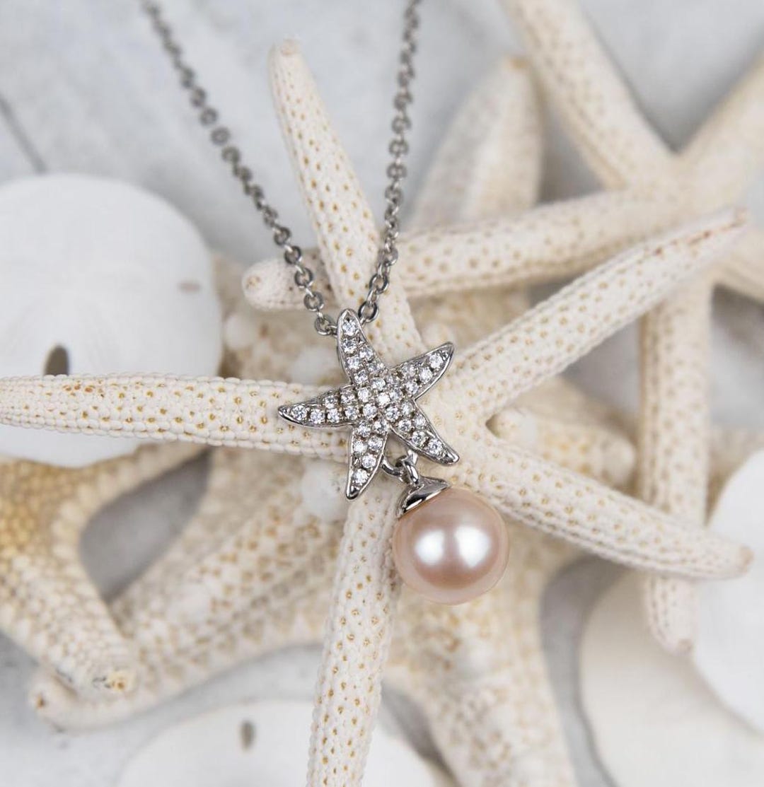 Pearl Pavé Sea Star Pendant - Etsy