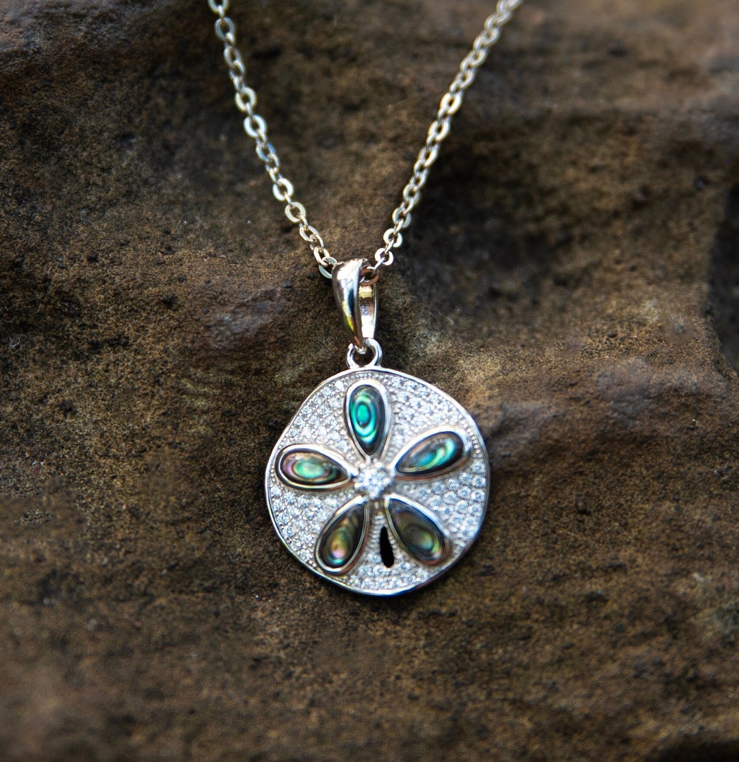 Abalone Pavé Sand Dollar Pendant - Etsy