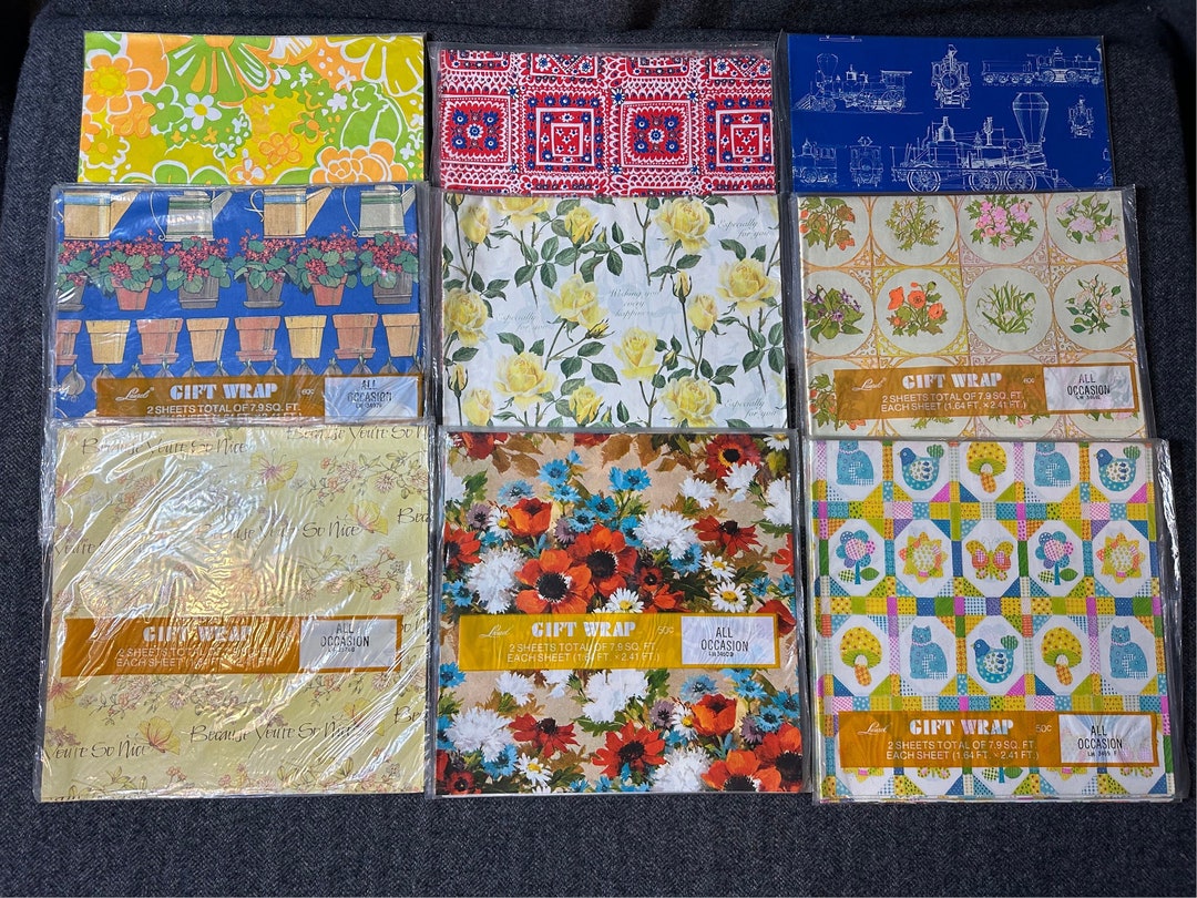 Vintage Retro American Greetings Gift Wrap Wrapping Paper Sheets ...