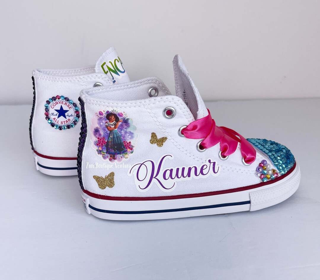 Encanto Mirabel Kid's Bling HIGH TOP Converse Shoes Bejeweled Sneakers ...