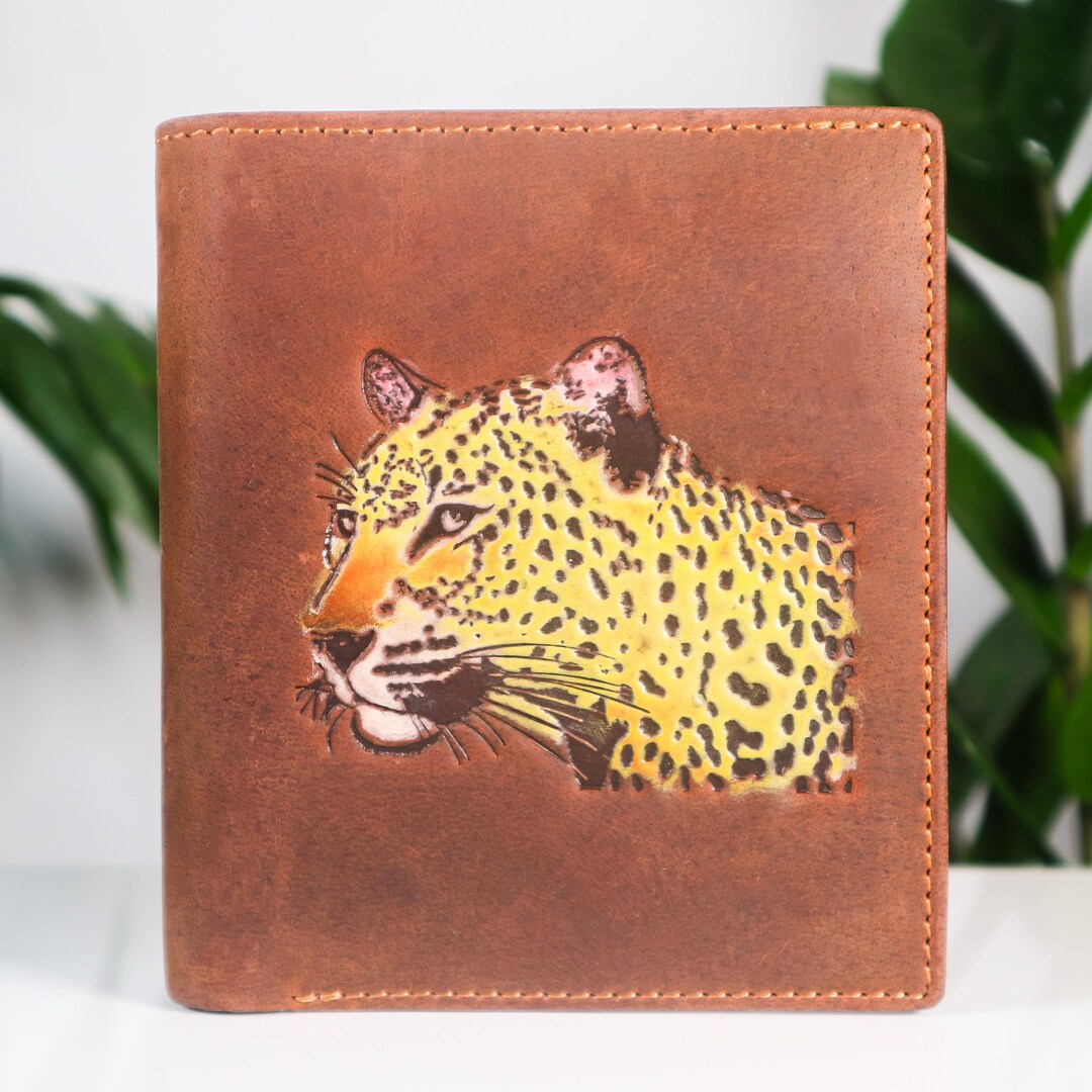Jaguar Lover Gift for Him, Hand Painted Jaguar Wallet, Personalized ...