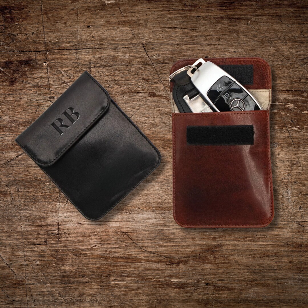 Leather Key Pouch, Genuine Leather Case, RFID Card Protection, Key Fob ...