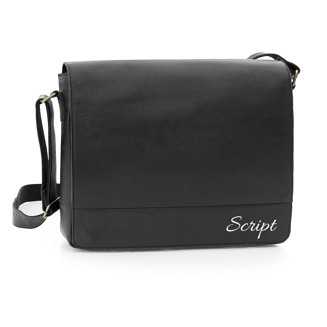 Mens Leather Laptop Bag Personalised Engraved Initials Satchel ...
