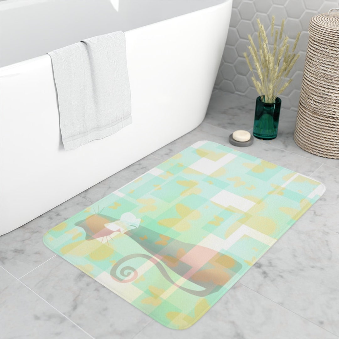 Cute Cat Bath Mat - Memory Foam Bath Mat - Etsy
