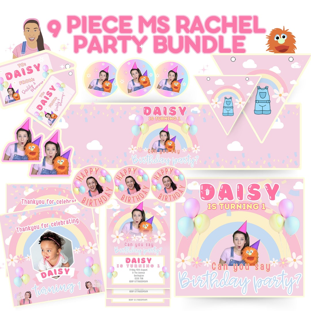 Ms Rachel Birthday Party Bundle Birthday Banner Download Now Etsy