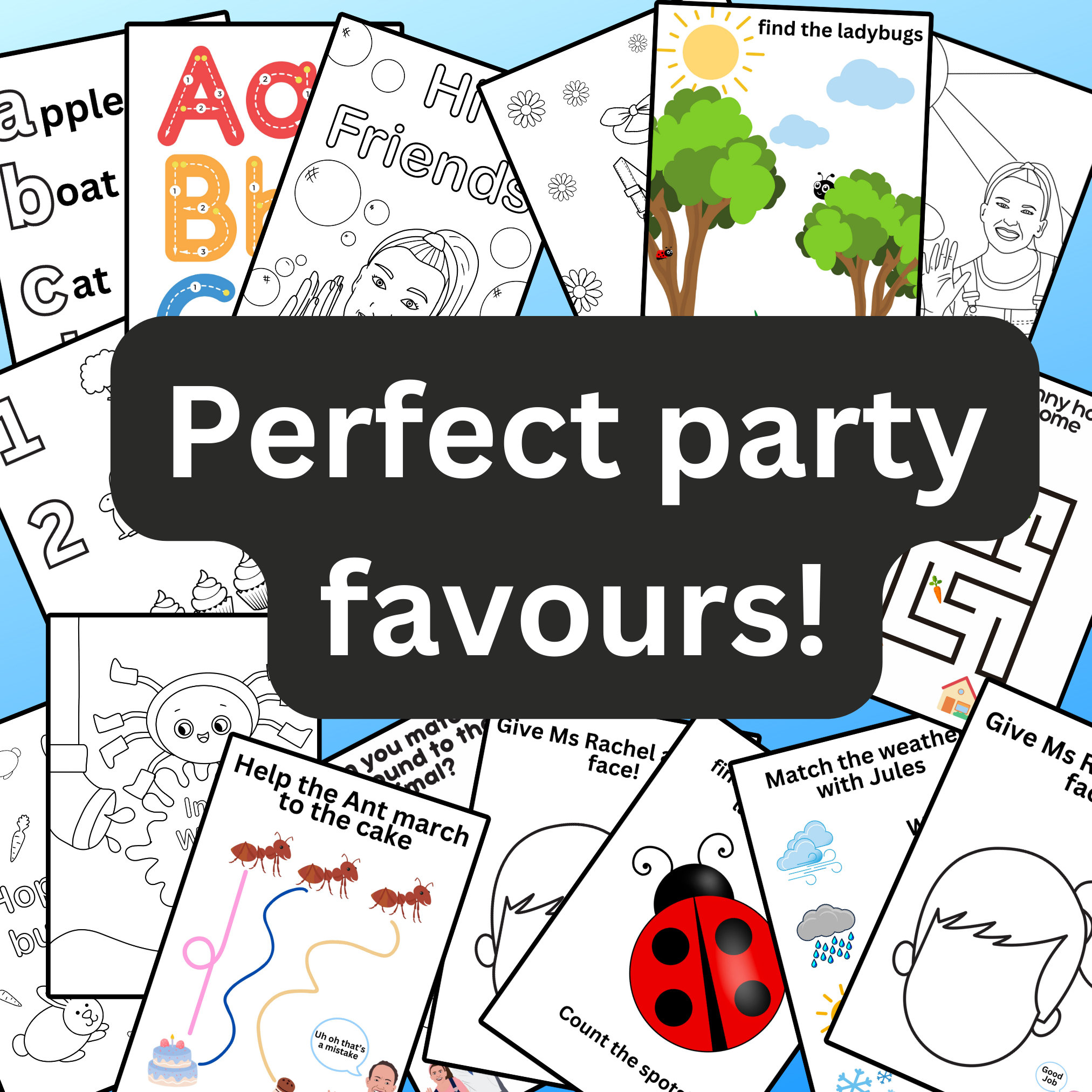 MS RACHEL ACTIVITY Pack 16 Page Party Favours Coloring Pages Activity ...