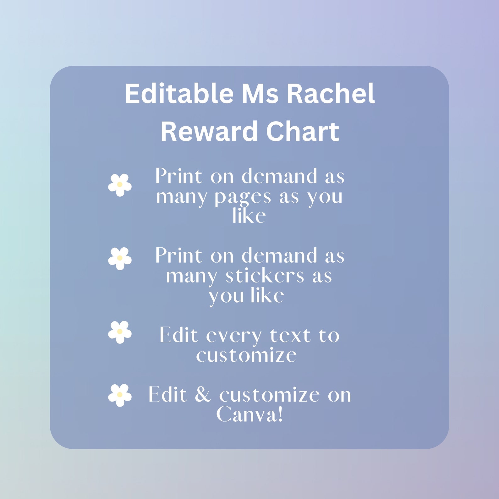Ms Rachel Editable Reward Chart Reward Chart Digital - Etsy