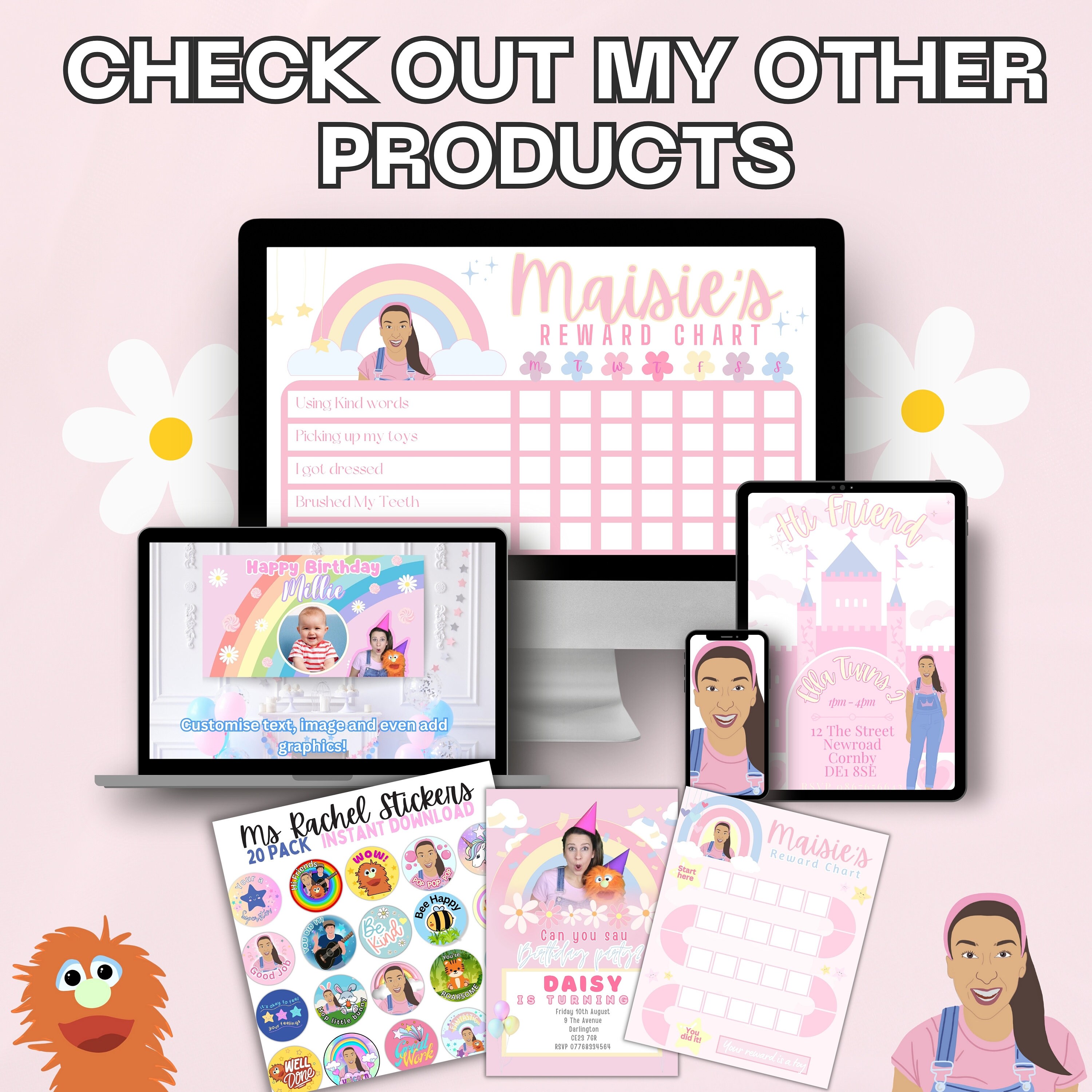 Ms Rachel Stickers Ms Rachel Party Favors Downloadable - Etsy