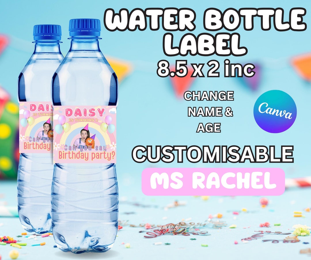 MS RACHEL BIRTHDAY Bottle Sticker, Waterbottle Sticker, Ms Rachel Party ...