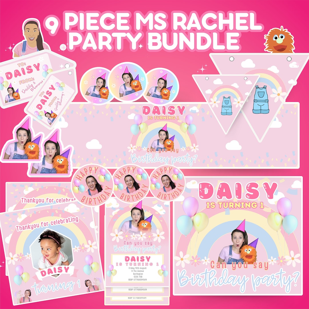 MS RACHEL BIRTHDAY Party Bundle, Birthday Banner, Birthday Poster, Pink ...