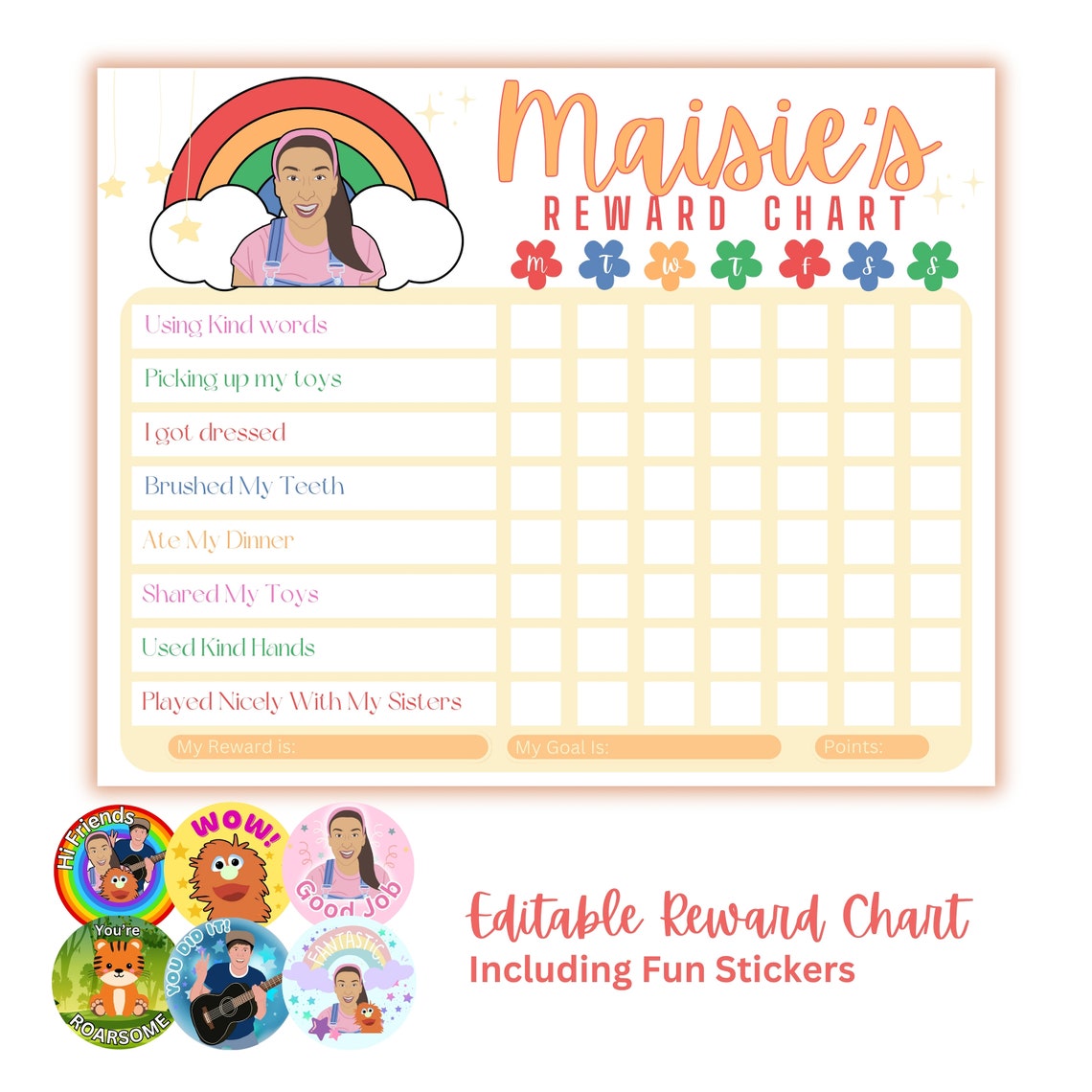 Ms Rachel Editable Reward Chart Reward Chart Digital - Etsy