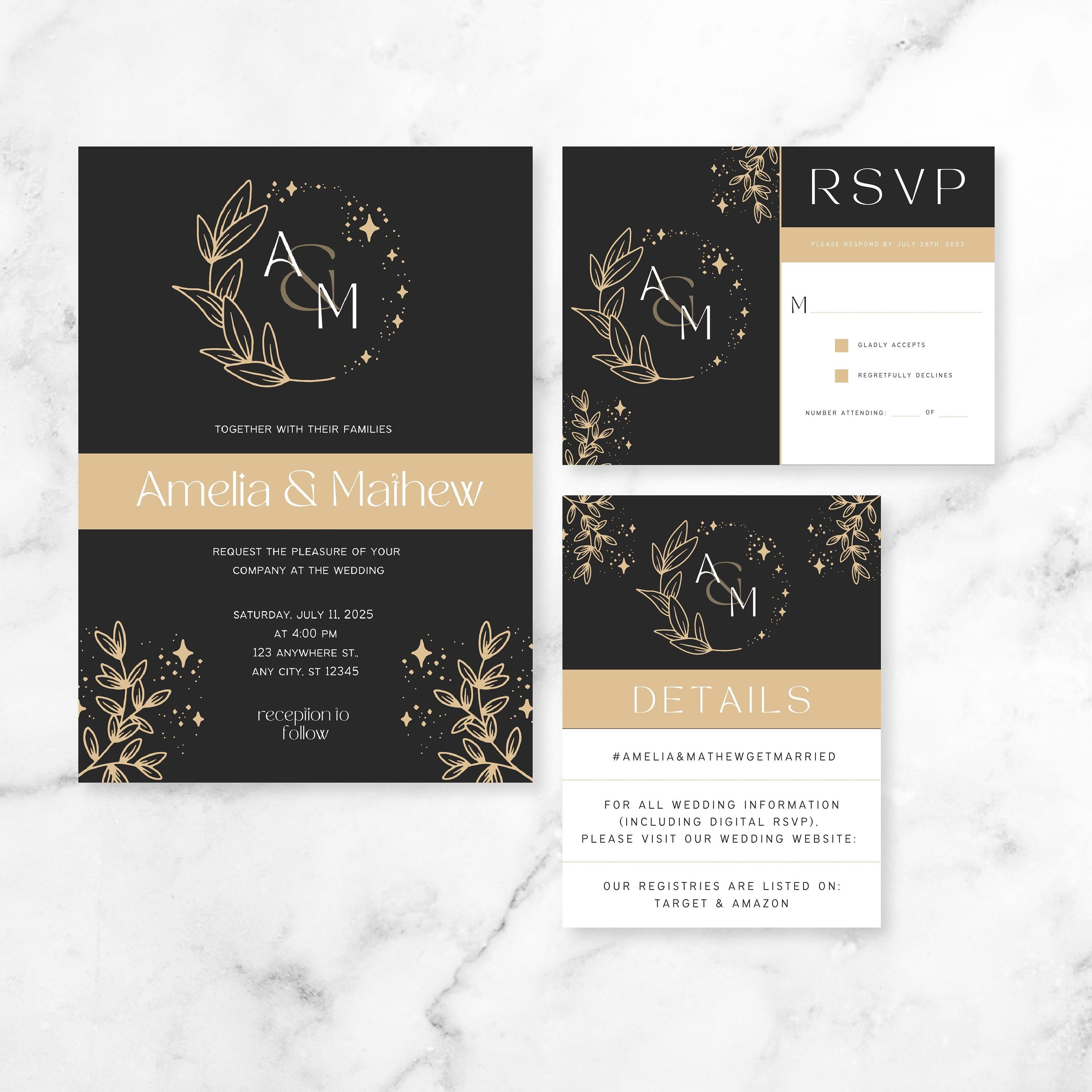 Witchy Botanical Wedding Invitation Suite | Gothic | Dark & Moody ...