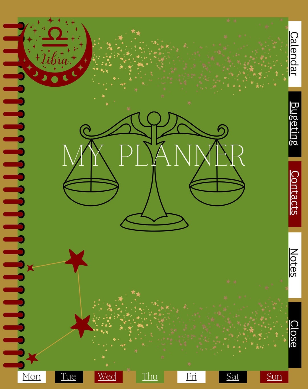 Libra Zodiac Sign Themed Planner With Hyperlinked Tabs - Etsy