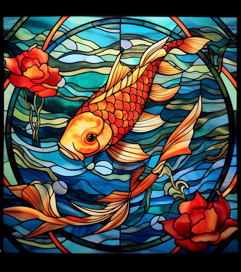 Stain Glass Koi Fish Diamond Painting - 50x50 - Etsy