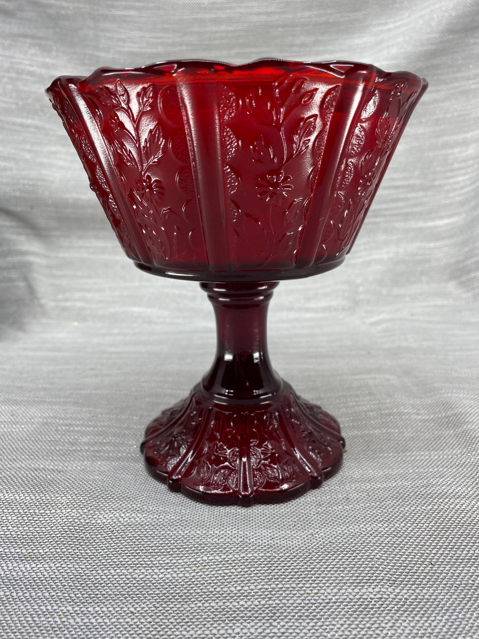 Vintage Ruby Red Fenton Daisy Panel Compote Scented Soy | Etsy