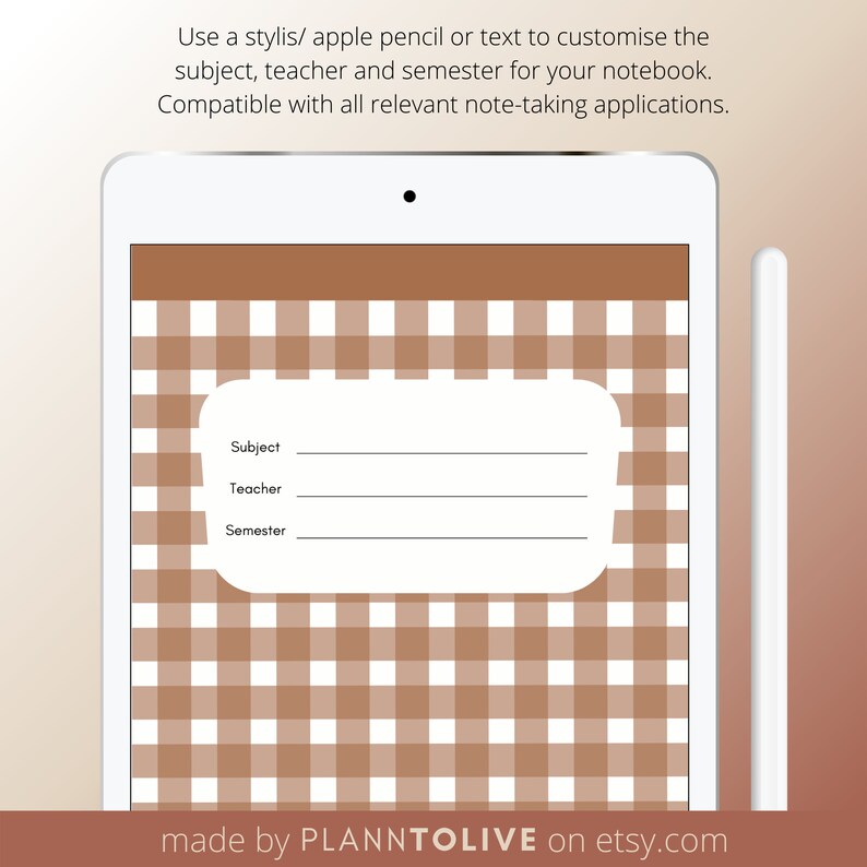 Digital Notebook Cover Template A4 and Letter Checked - Etsy Australia